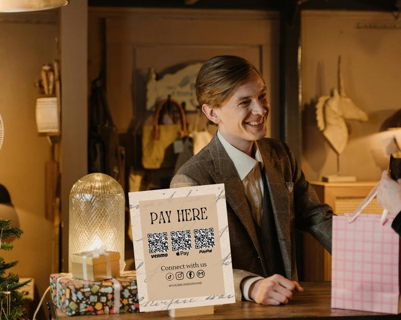 QR Code Sign Small Business Printable Template Antique Customize in ...