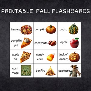 Printable Fall Flashcards / Kids Flashcards / Homeschool / Preschool ...