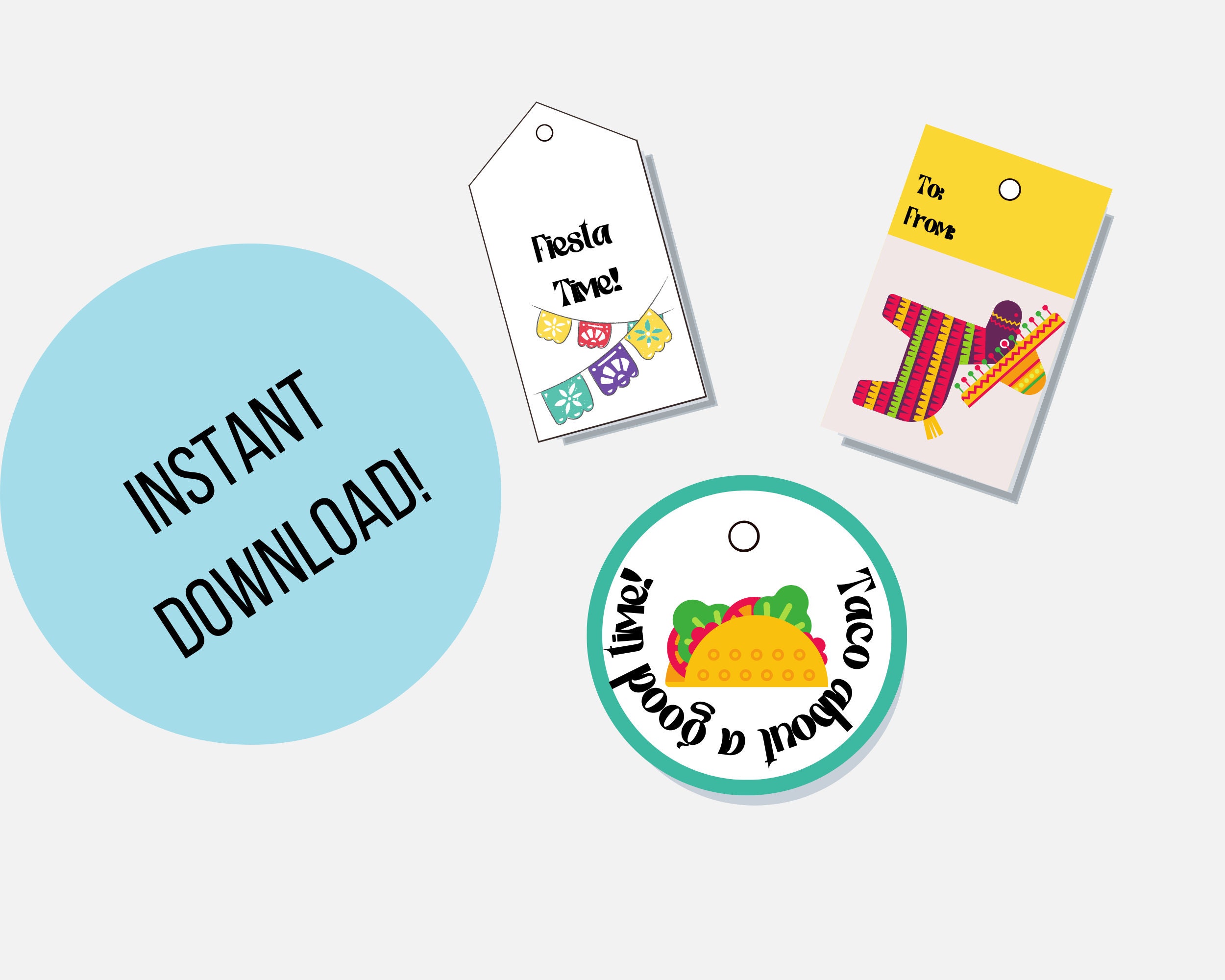 Printable Cinco De Mayo Gift Tags / Print at Home 8.5 X 11 Digital ...