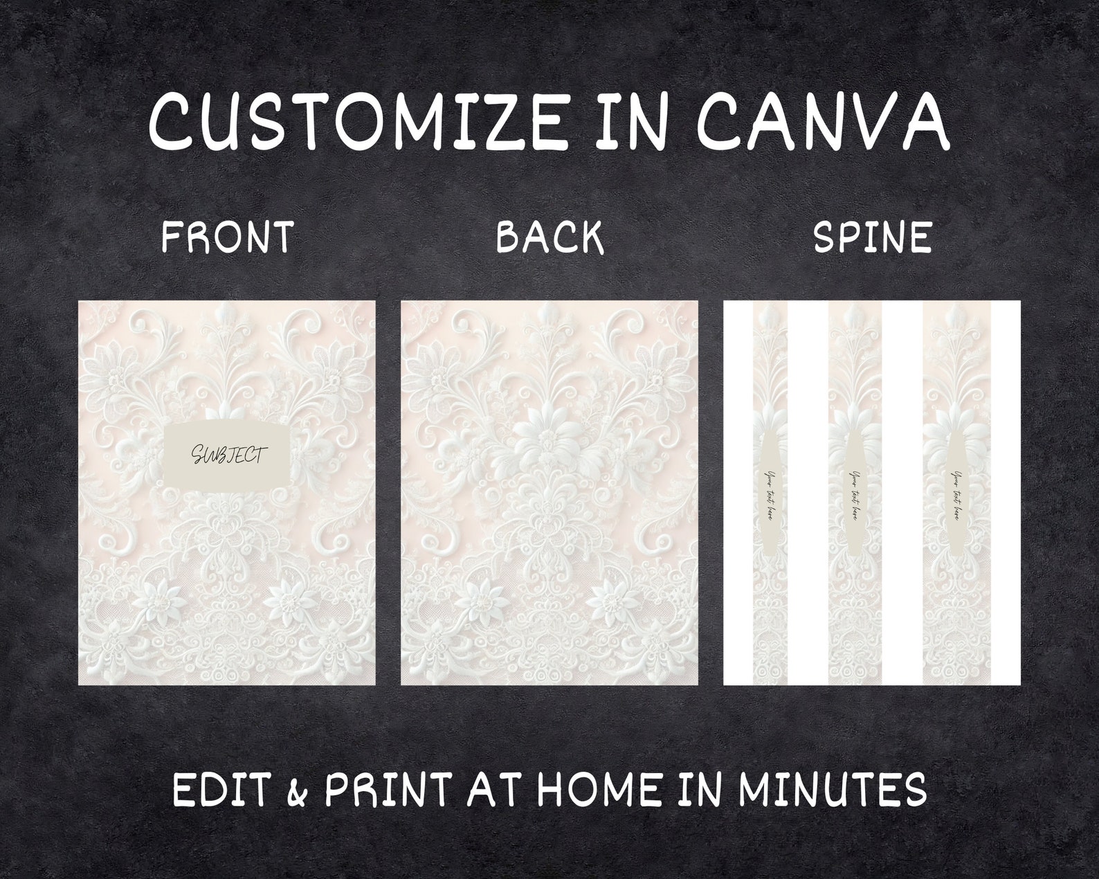 Binder Cover for High School Printable Lace Printable Binder Cover for ...