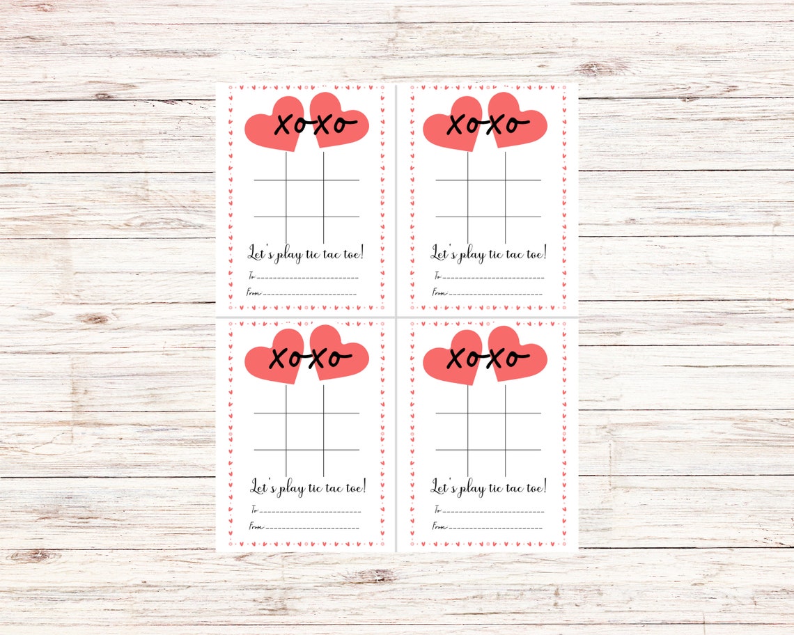 Valentine's Day Tic Tac Toe Printable Kid's Cards/ Print at Home ...