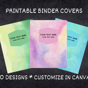 Watercolor Printable Binder / Editable Covers School Binder Printables ...