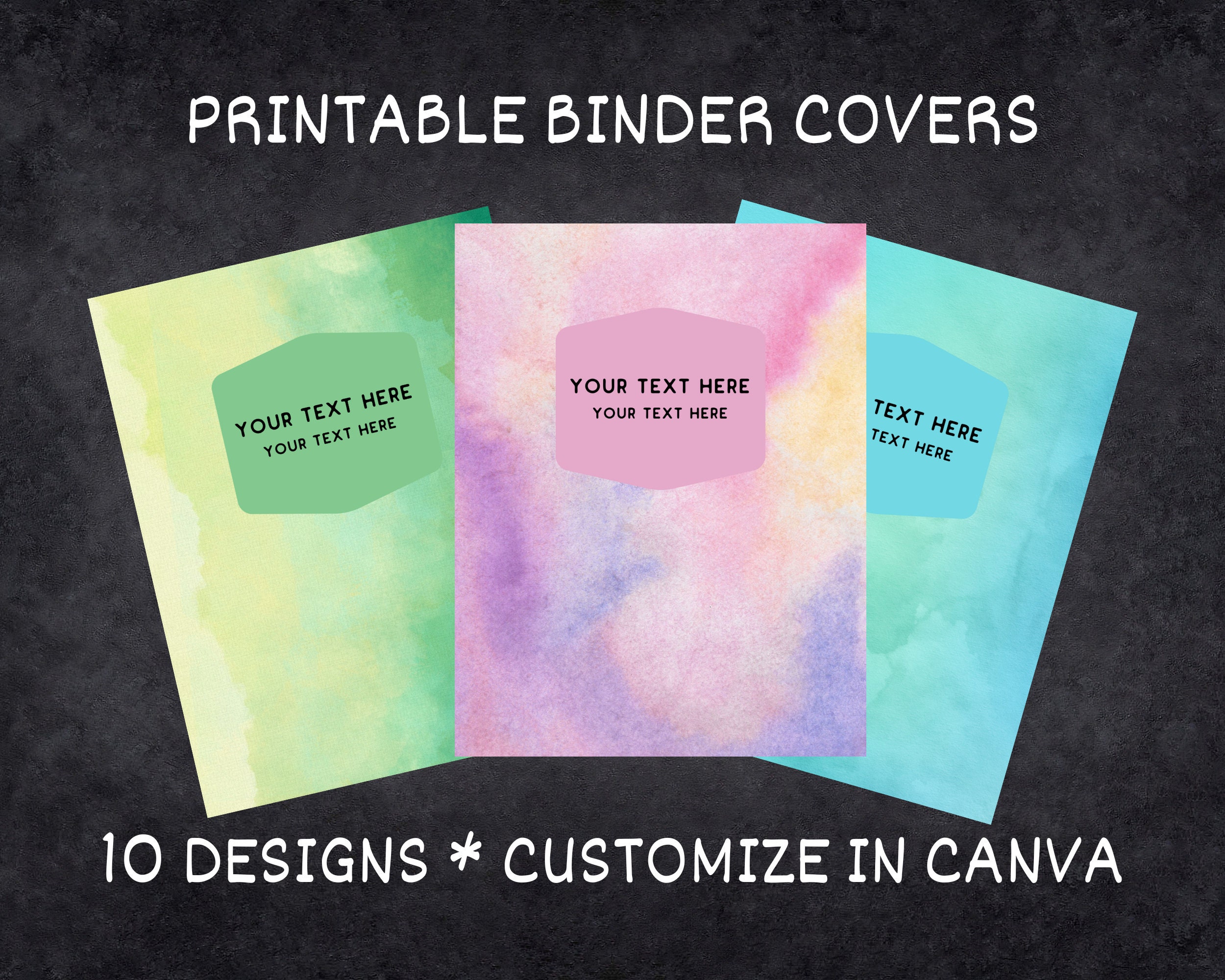 Watercolor Printable Binder / Editable Covers School Binder Printables ...