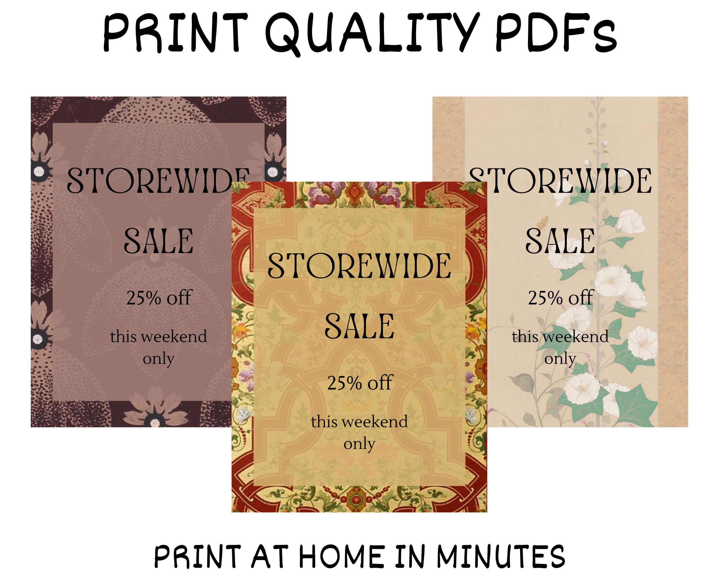 Printable Business Sign Sale Canva Template Antique Design Vintage ...