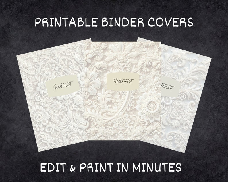 Binder Cover for High School Printable Lace Printable Binder Cover for ...