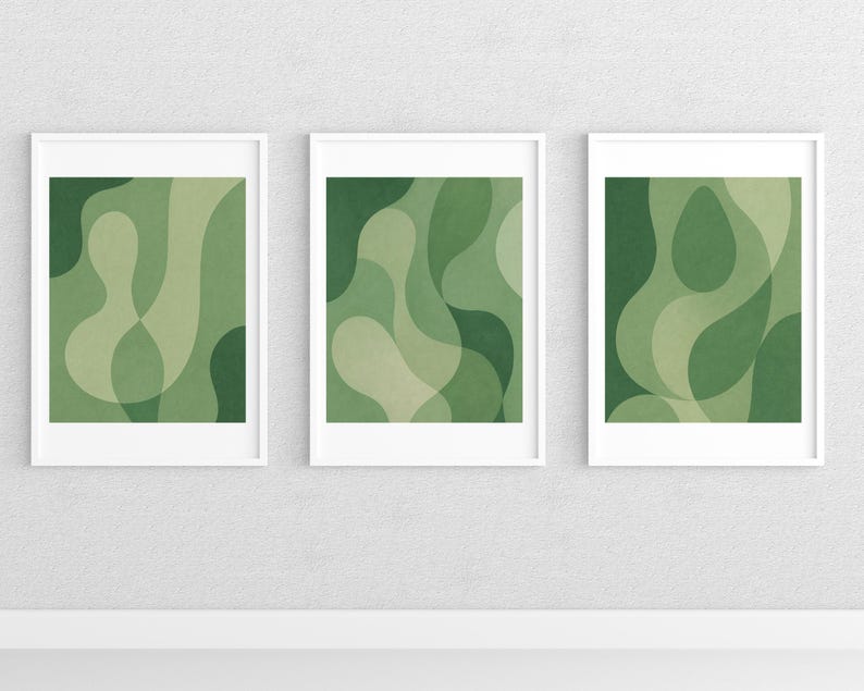 Organic Abstract Art Terra Futura Green Wall Art Soft Line Art ...