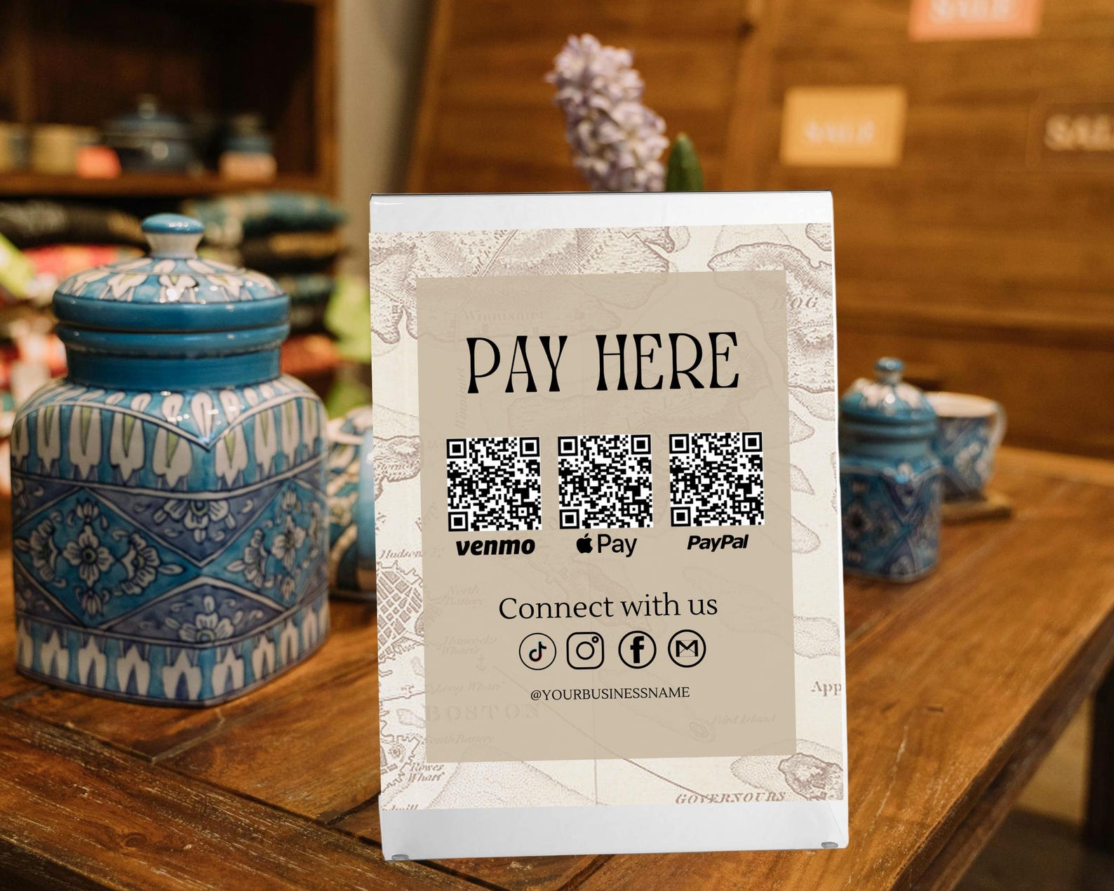 QR Code Sign Small Business Printable Template Antique Customize in ...