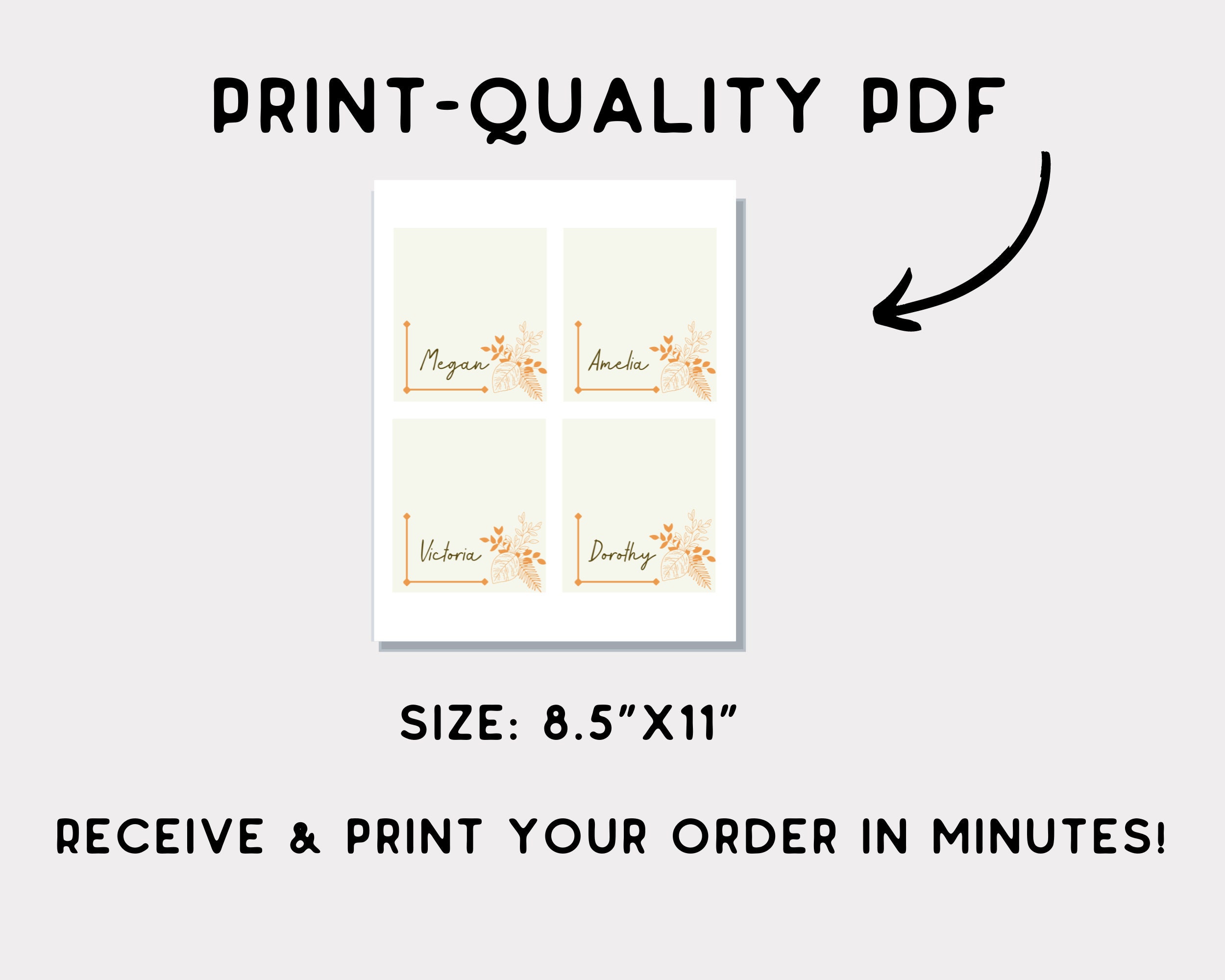 Thanksgiving Dinner Printable Place Cards Template Thanksgiving Name ...