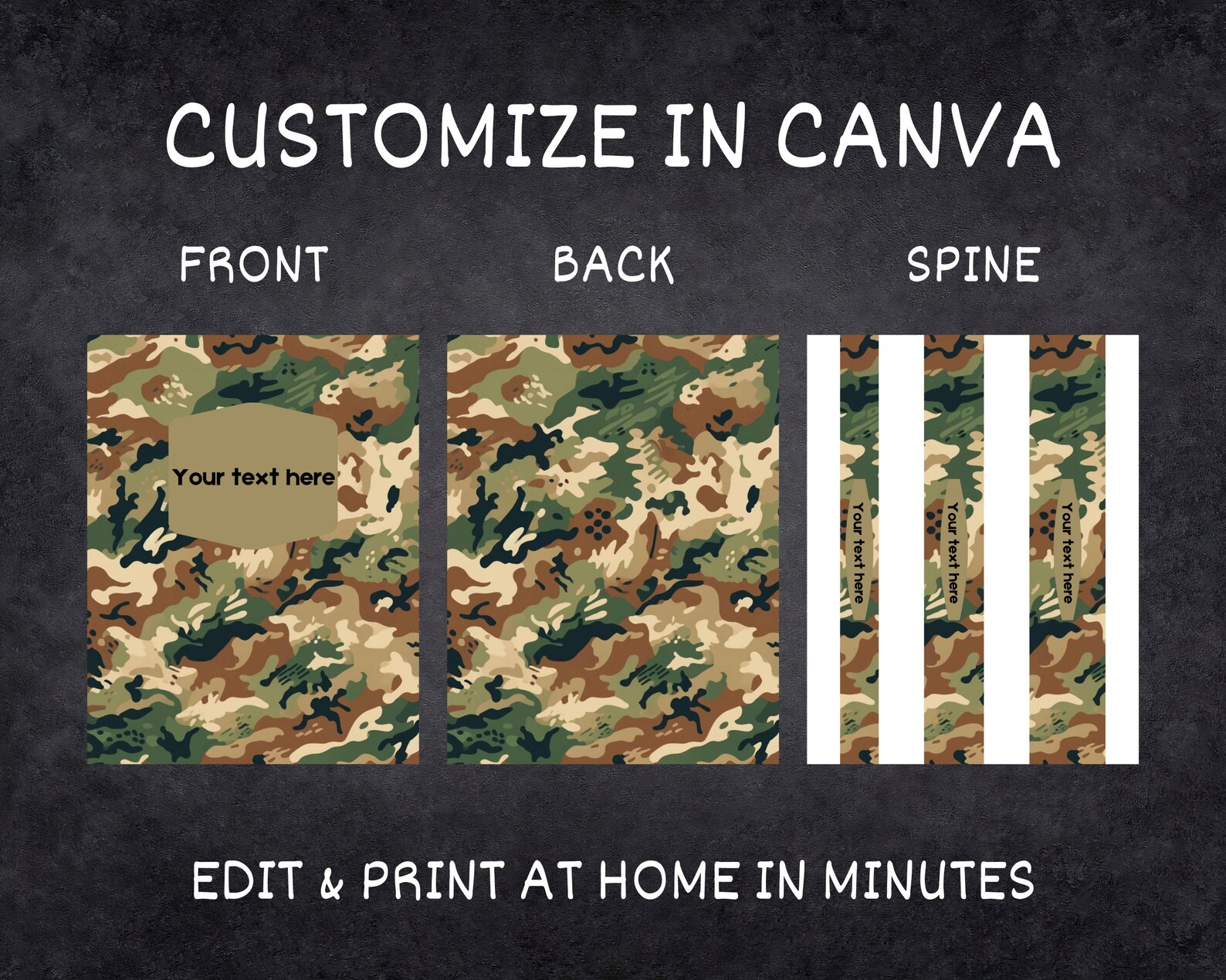 Camo Printable Binder / Editable Covers School Binder Printables - Use ...