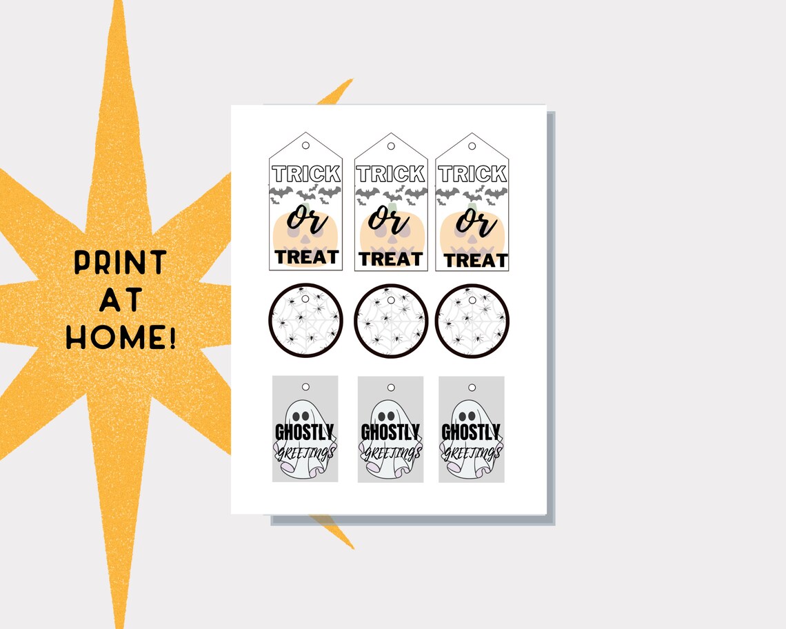 Halloween Candy Bag Tags Printable Tags Print Out 8.5" X 11" Print at ...