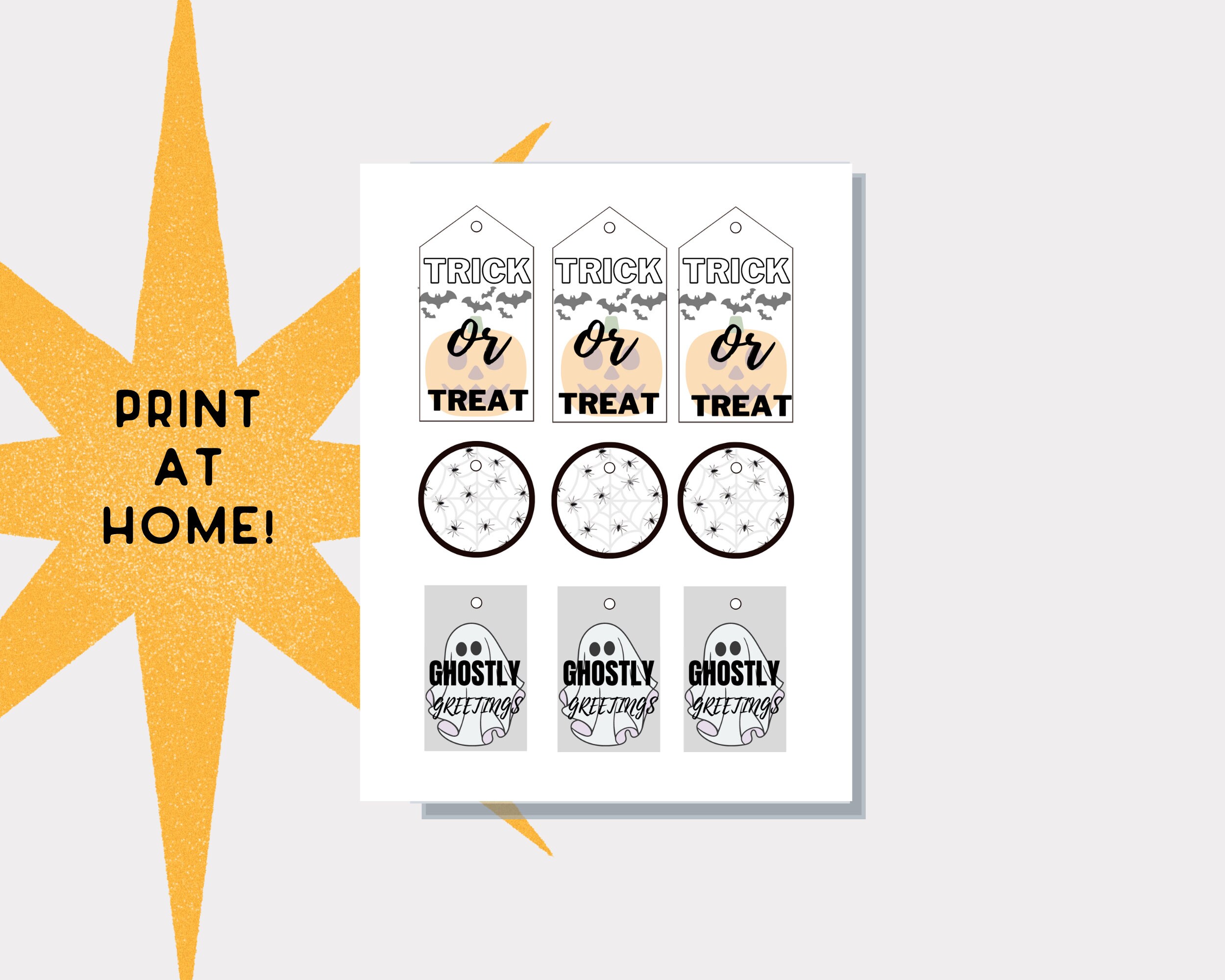 Halloween Candy Bag Tags Printable Tags Print Out 8.5" X 11" Print at ...