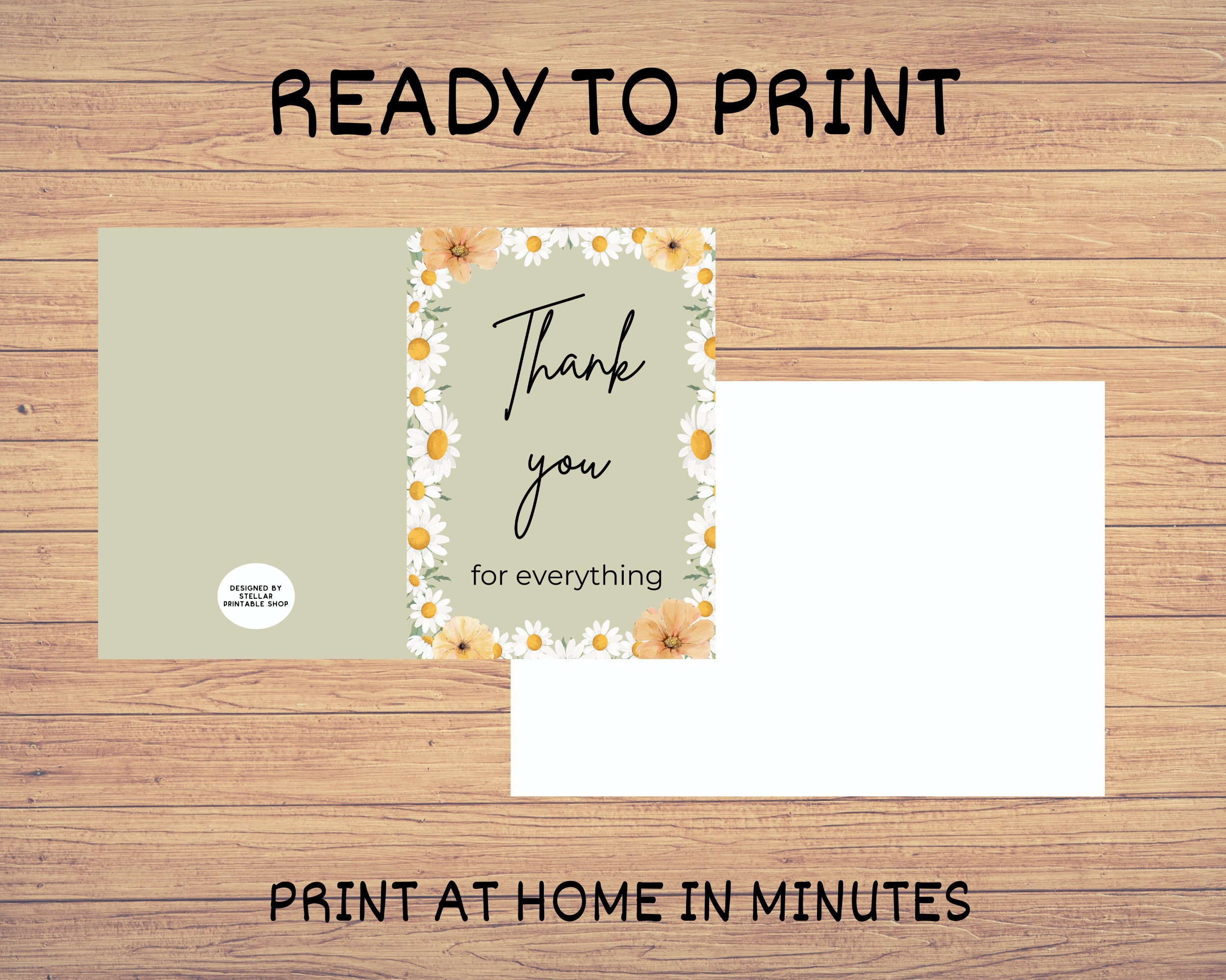 Printable Thank You Card Print at Home Thank You Card Digital Download ...