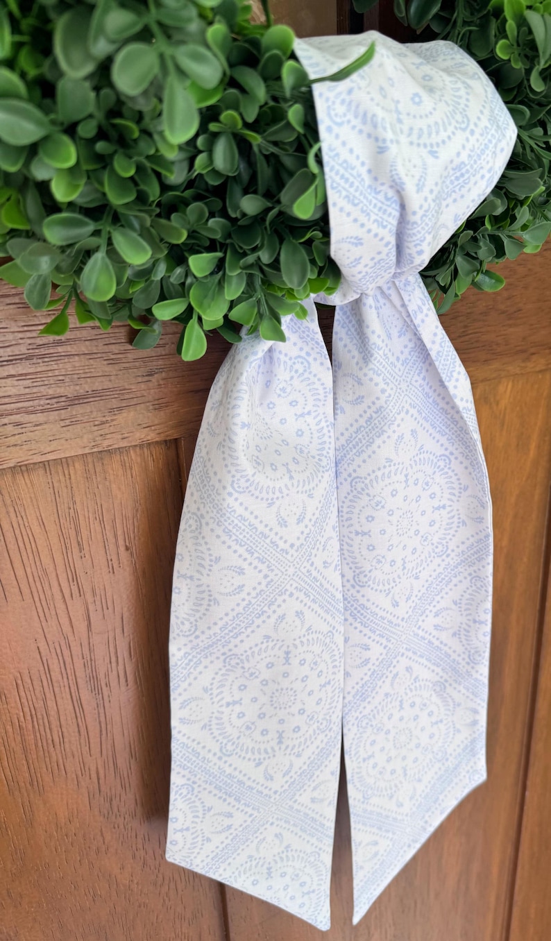 Blue & White Tile Print Wreath Sash – 4" X 52" - Etsy