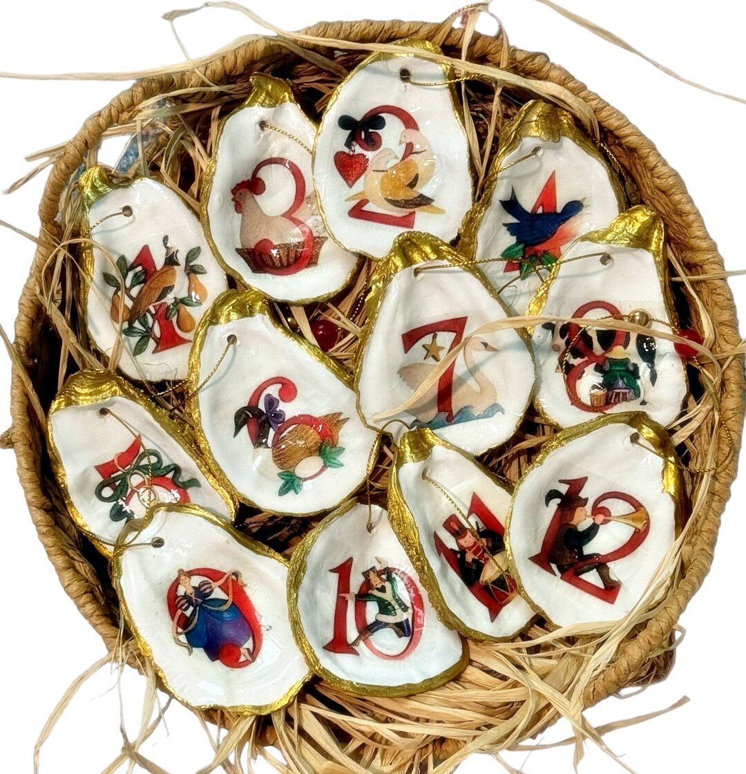 Oyster Shell Ornaments 12 Days of Christmas Oyster Shell Ornaments ...