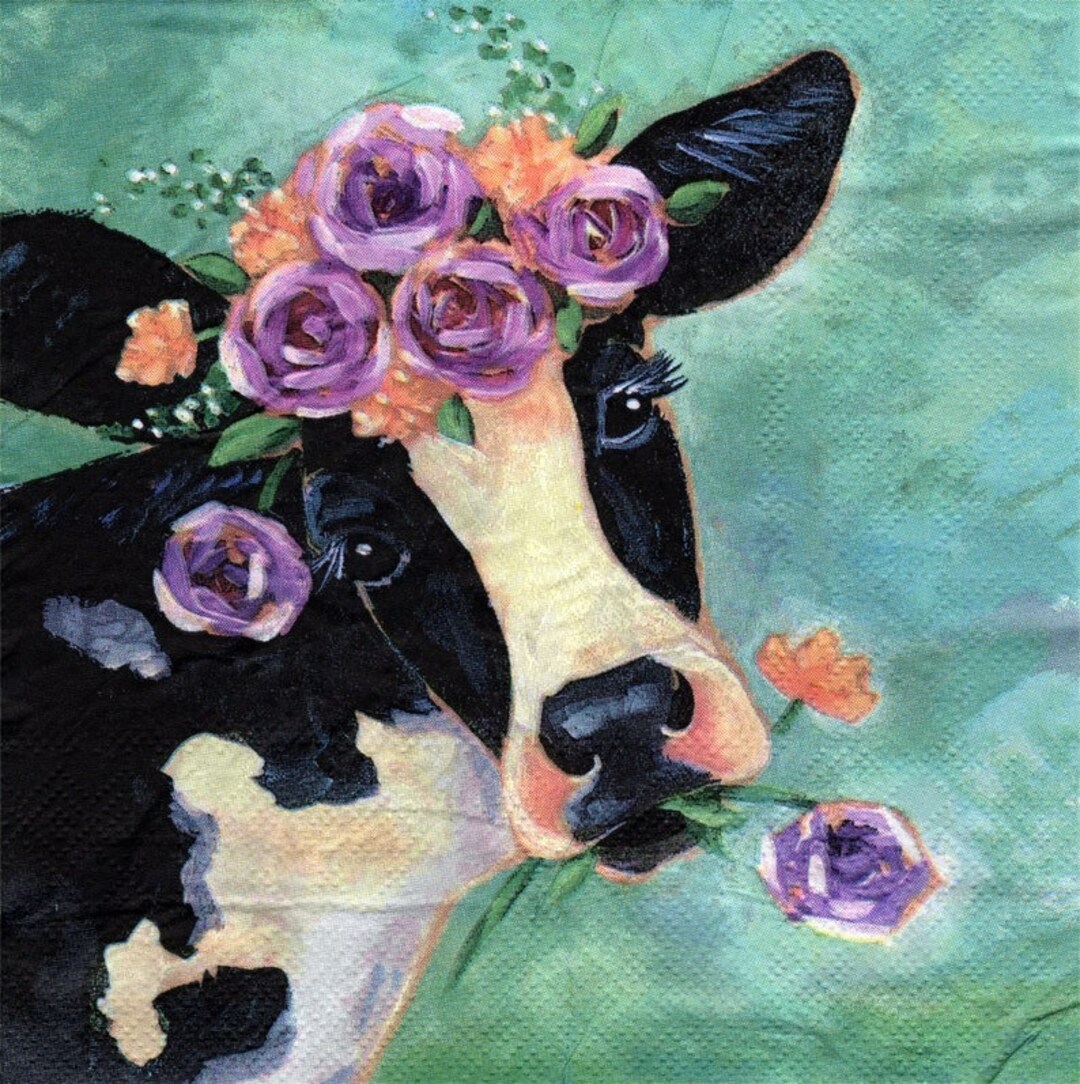 Decoupage Paper Napkin Cow Paper Napkin Ephemera Scrapbooking Card ...