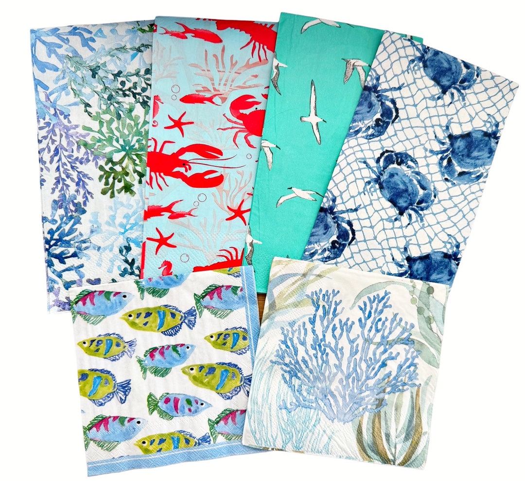 Decoupage Paper Napkin Bundle Ocean Life Paper Napkins Ephemera Card ...
