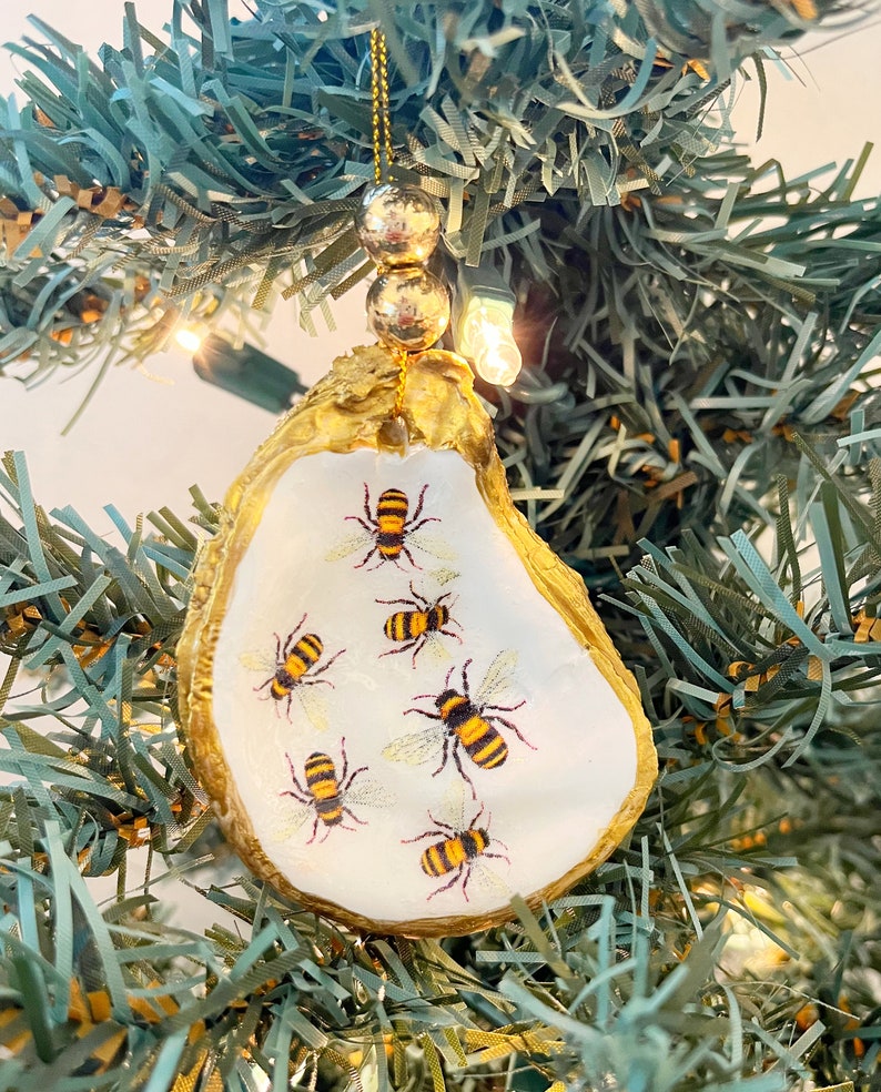 Oyster Shell Christmas Ornament Bees Christmas Ornament - Etsy