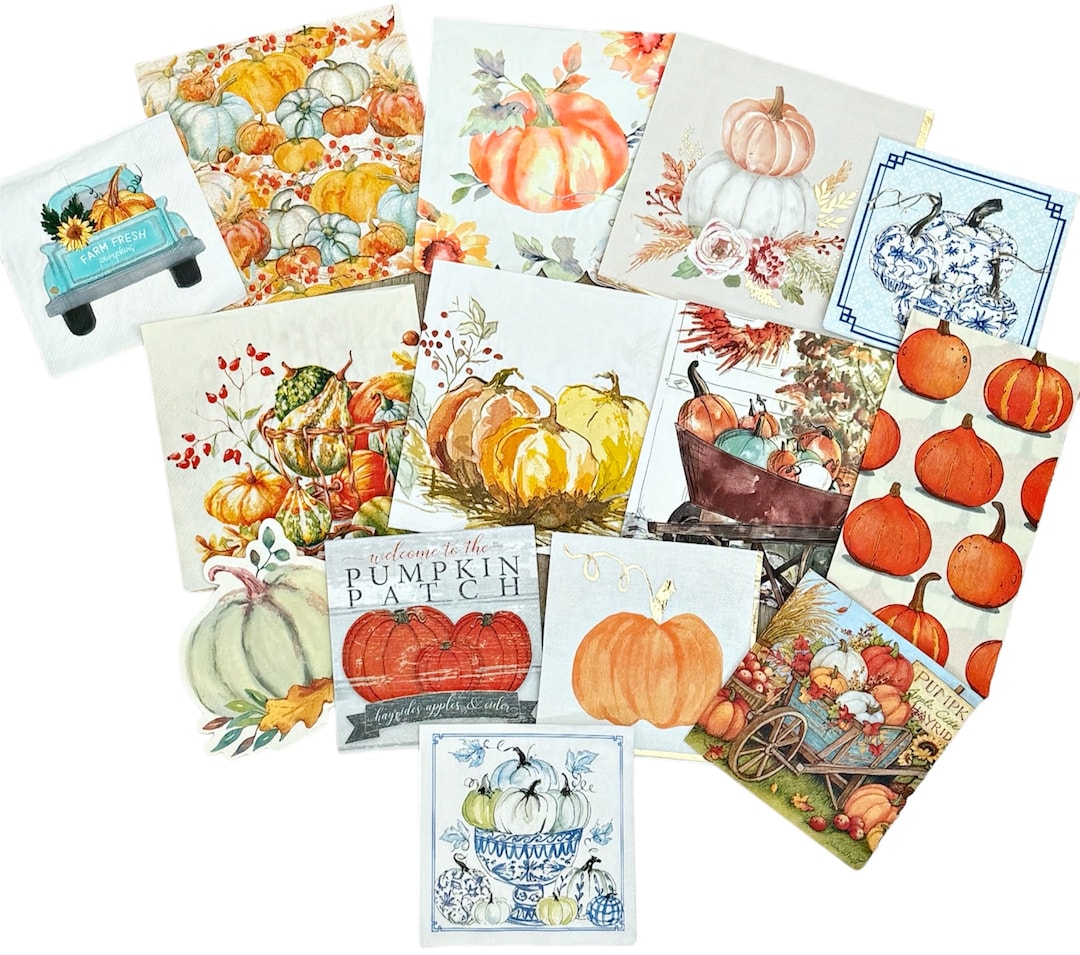 Decoupage Paper Napkins Sunflowers Leaves Pumpkin Fall Themed Paper ...