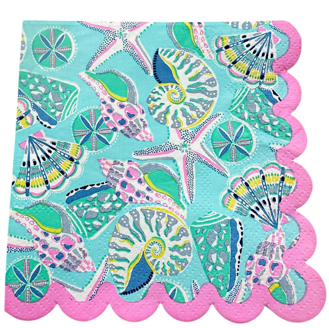 Decoupage Paper Napkins Preppy Shells Pink Shells Ephemera Scrapbooking ...