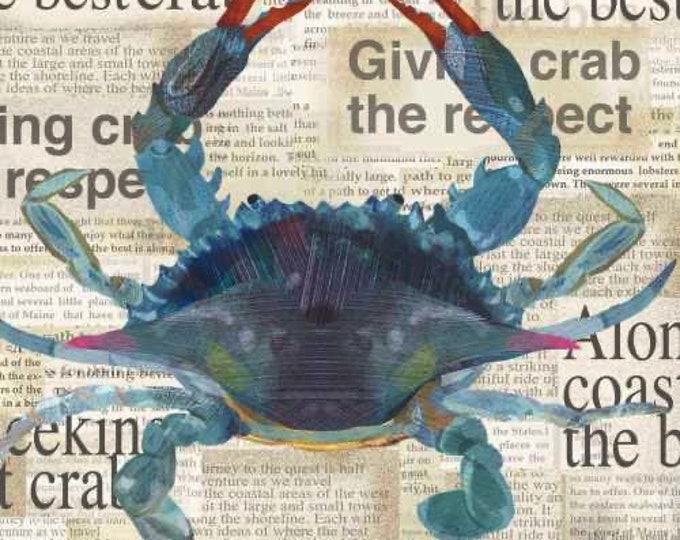 Decoupage Paper Napkin Blue Crab Ephemera Scrapbooking Card Making ...