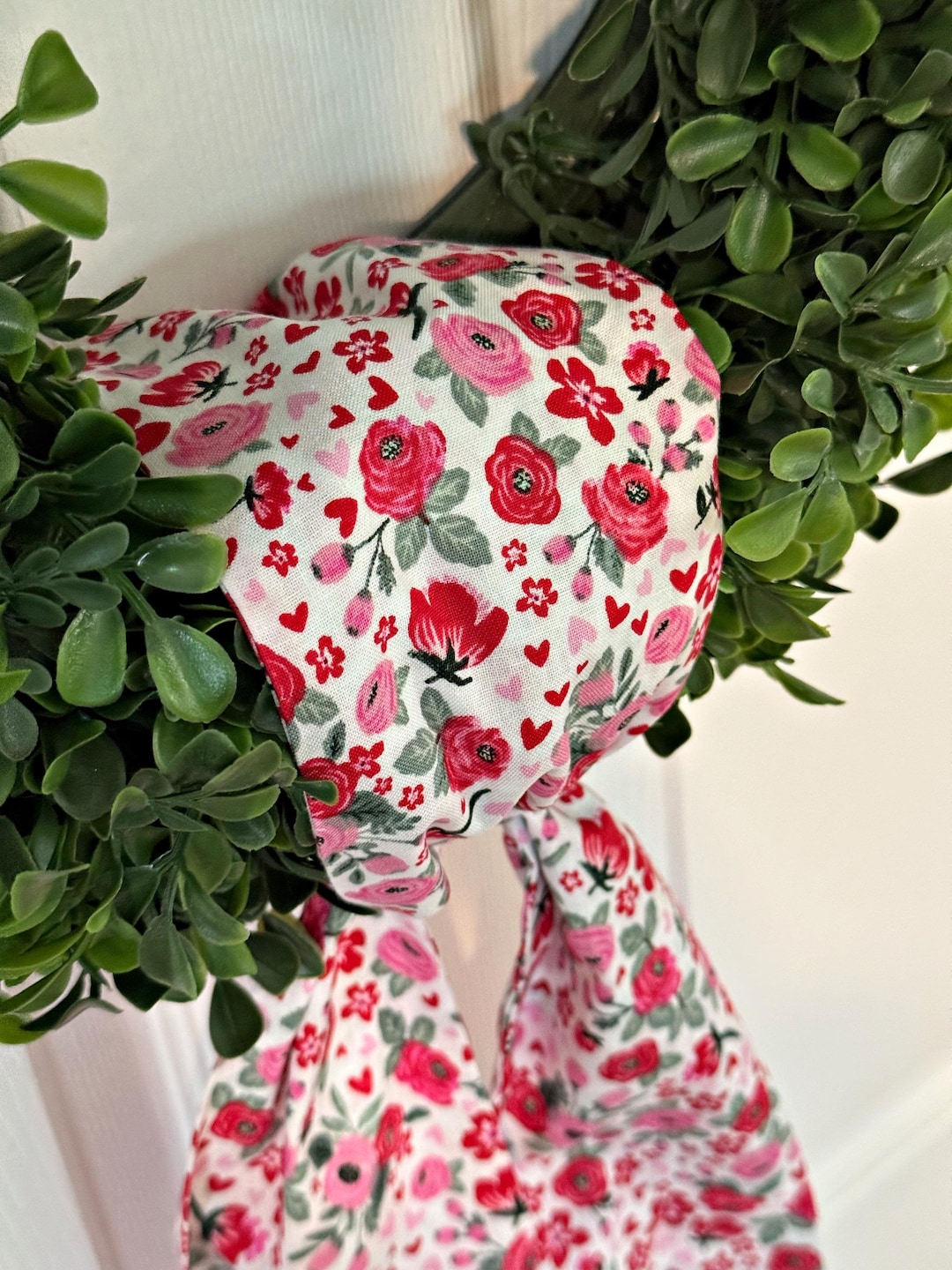 Wreath Sash Floral Hearts Print Wreath Sash Front Door Decor Wreath ...