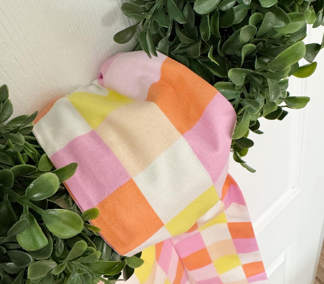 Wreath Sash Checkered Wreath Sash Spring/summer Wreath Sash Front Door ...