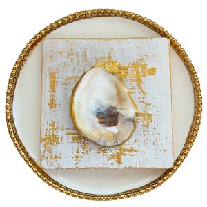 Oyster Shell Decor Gold Leaf Trimmed Oyster Shell Table - Etsy