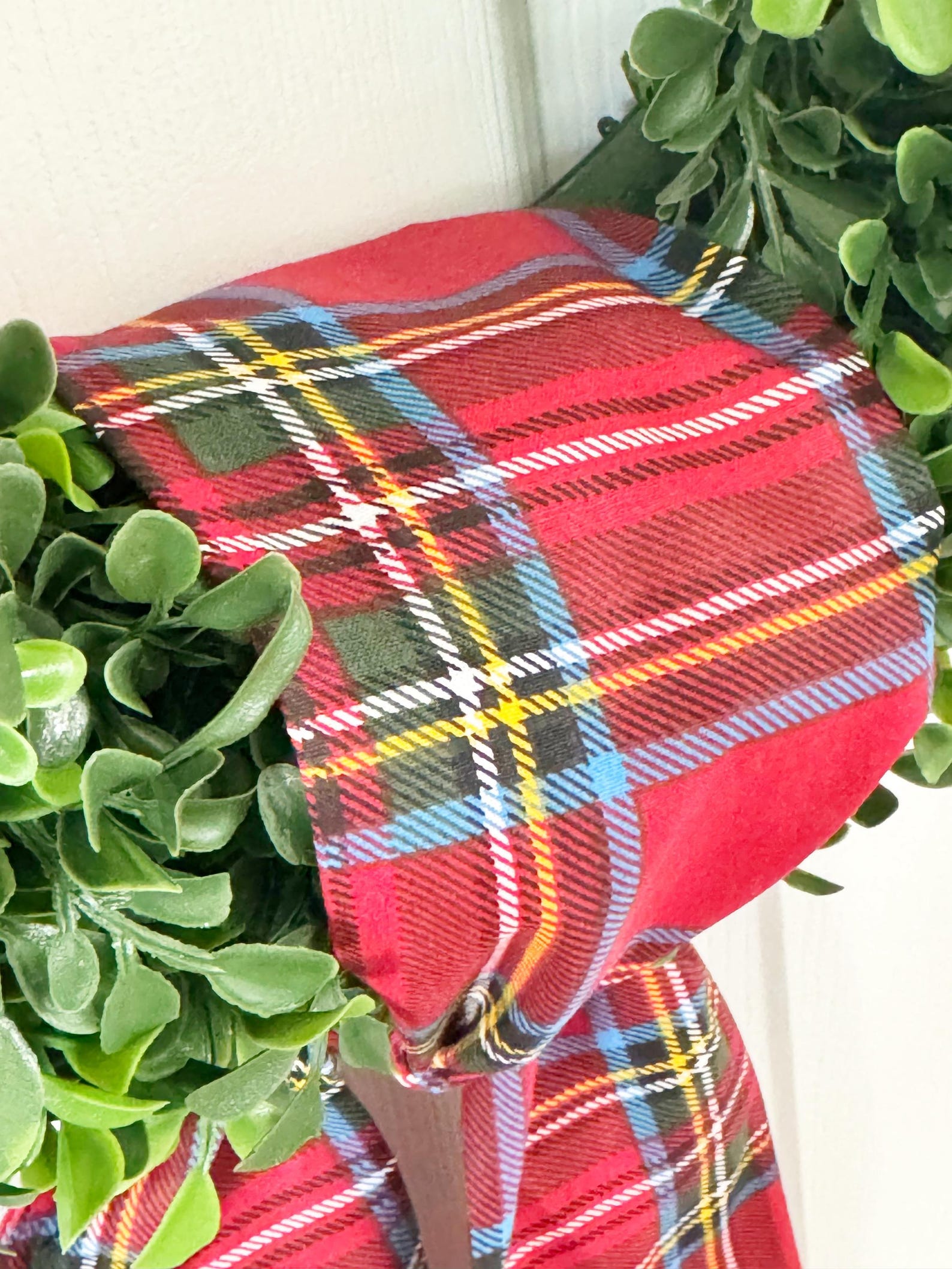 Wreath Sash Red Plaid Wreath Sash Front Door Decor Wreath Decor Holiday ...