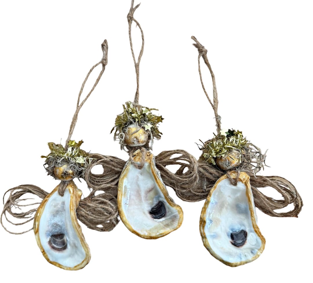 Oyster Shell Ornaments Angels Oyster Ornaments Set of 3 Christmas ...