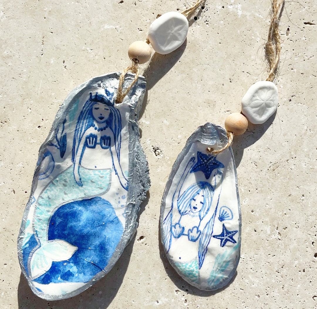 Oyster Shell Ornament Mermaid Oyster Shell Ornament Oyster Seashell ...