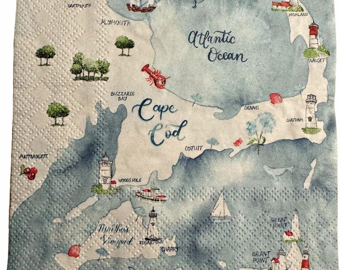 Decoupage Paper Napkin Cape Cod Ephemera Scrapbooking Card Making ...