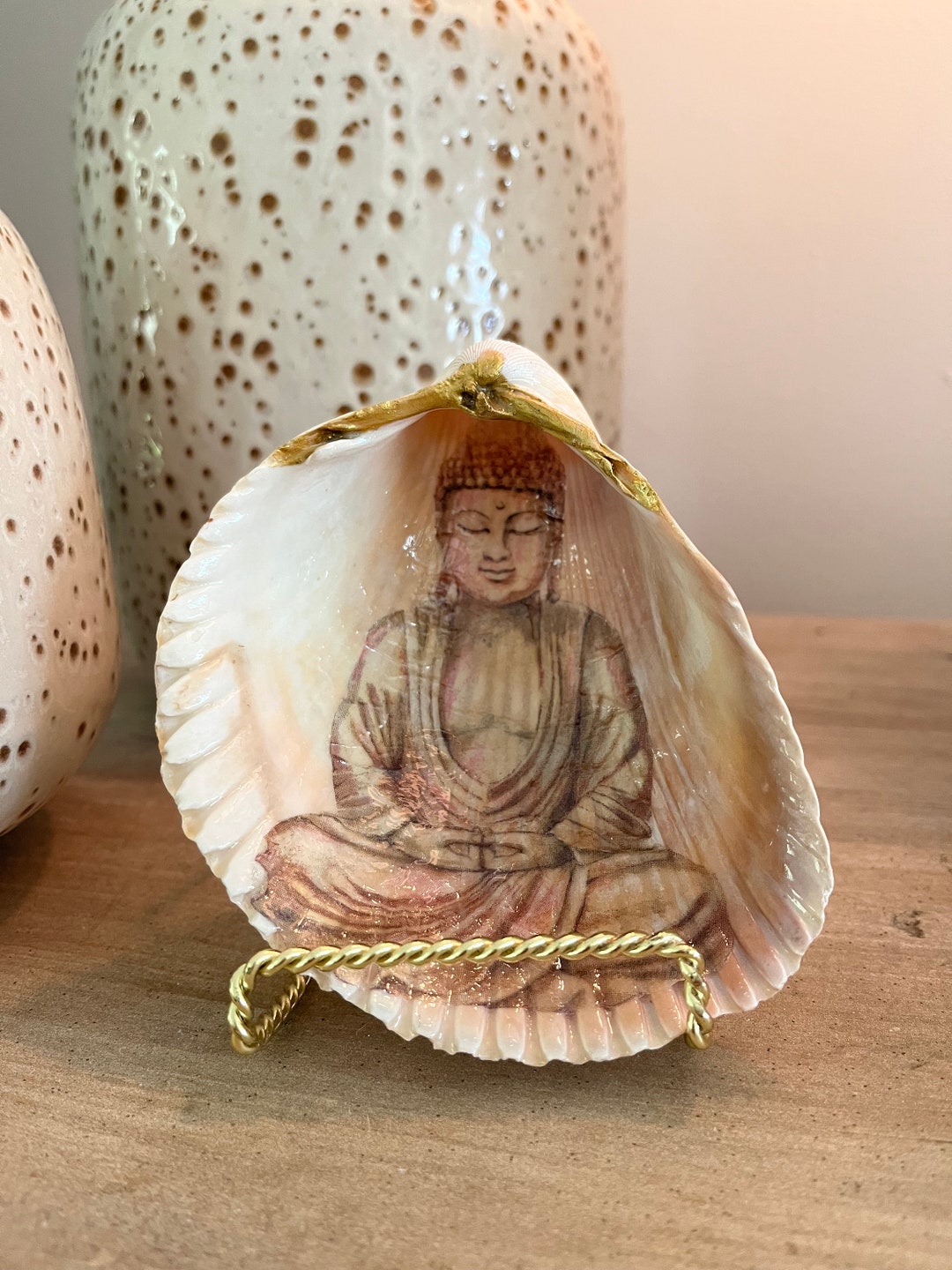 Clam Shell Ring Dish Buddha Clam Shell Decoupage Clam Shell Ready to ...