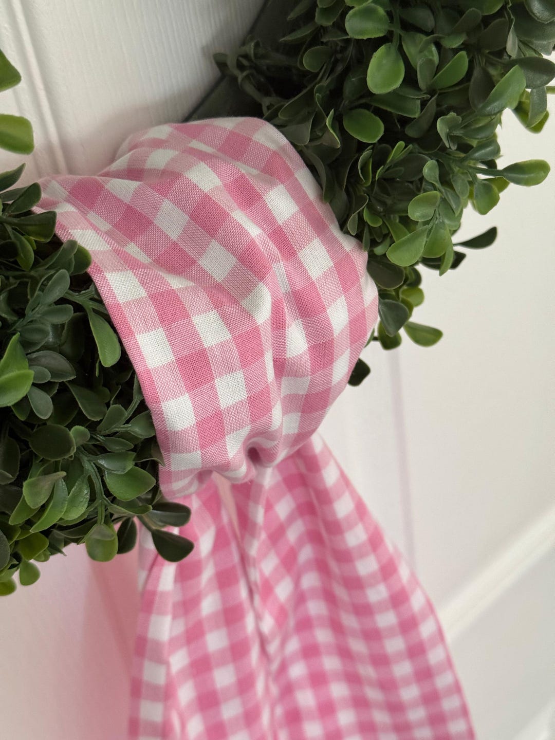 Wreath Sash Pink Checkered Sash Wreath Sash Front Door Decor Wreath ...