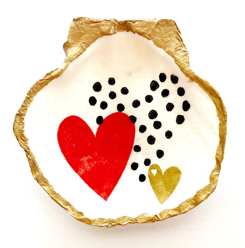 Clam Shell Ring Dish Decoupage Hearts Clam Shell Ready to Ship | Etsy