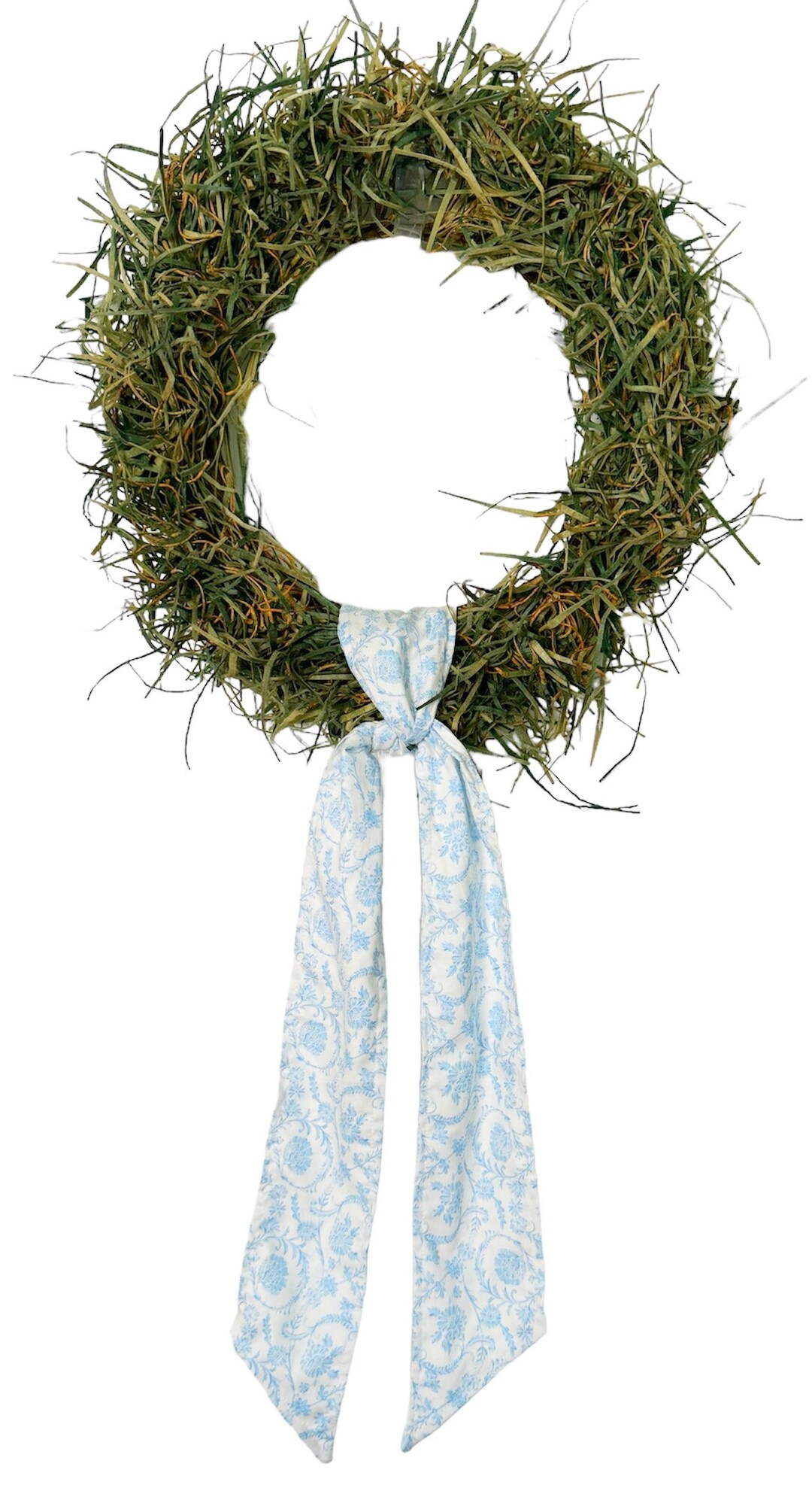 Wreath Sash Blue Chinoiserie Scroll Wreath Sash Front Door Decor Wreath ...