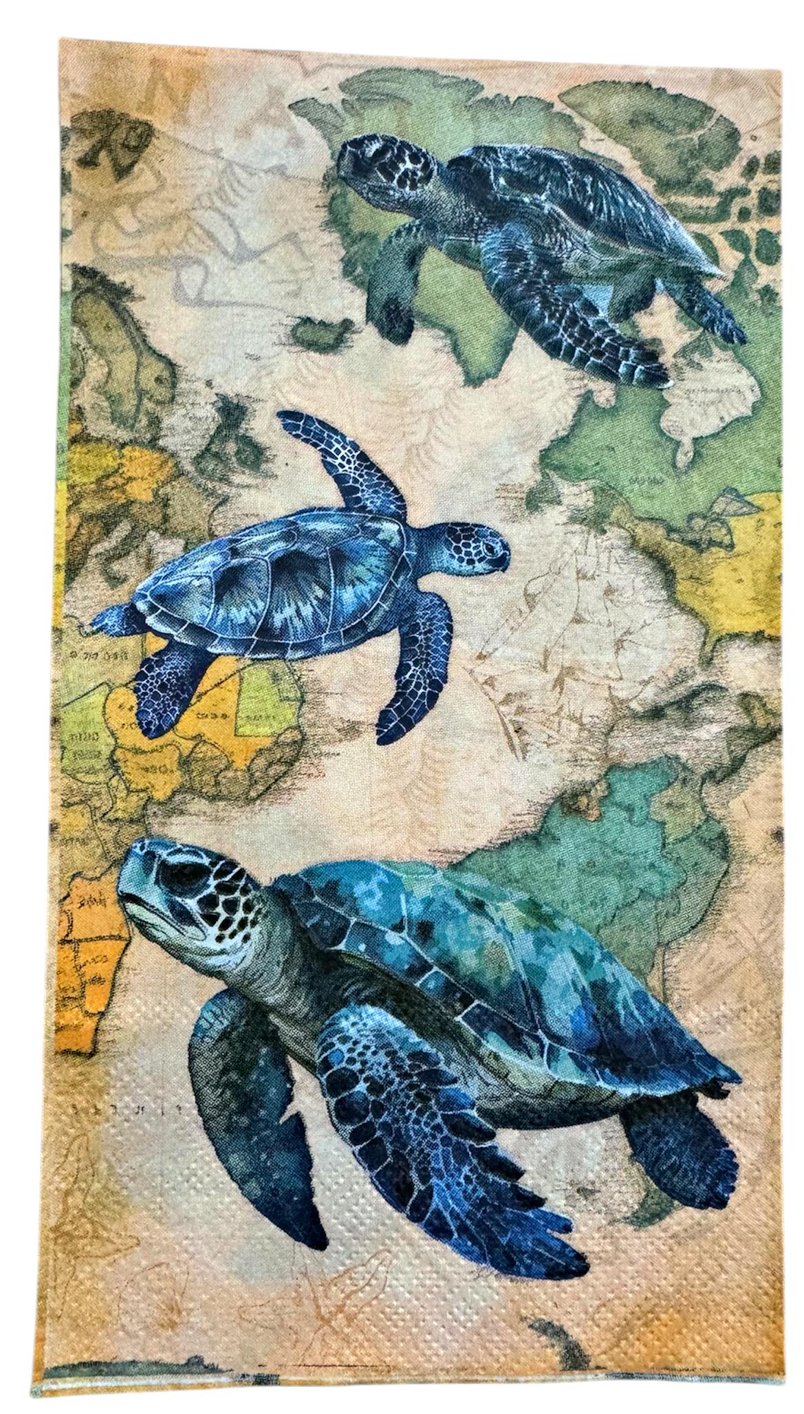 Decoupage Paper Napkin Turtles|world Map Ephemera Scrapbooking Card ...