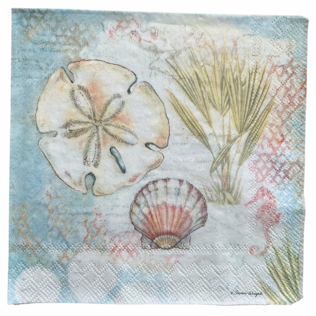 Decoupage Paper Napkin Sea Shells Ephemera Scrapbooking Card Making ...