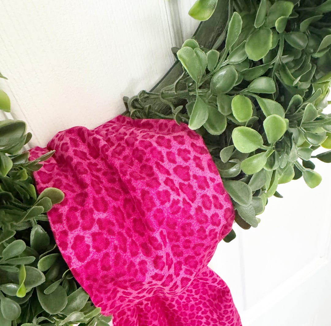 Hot Pink Leopard Vintage Print Wreath Sash, Door Decor - Etsy