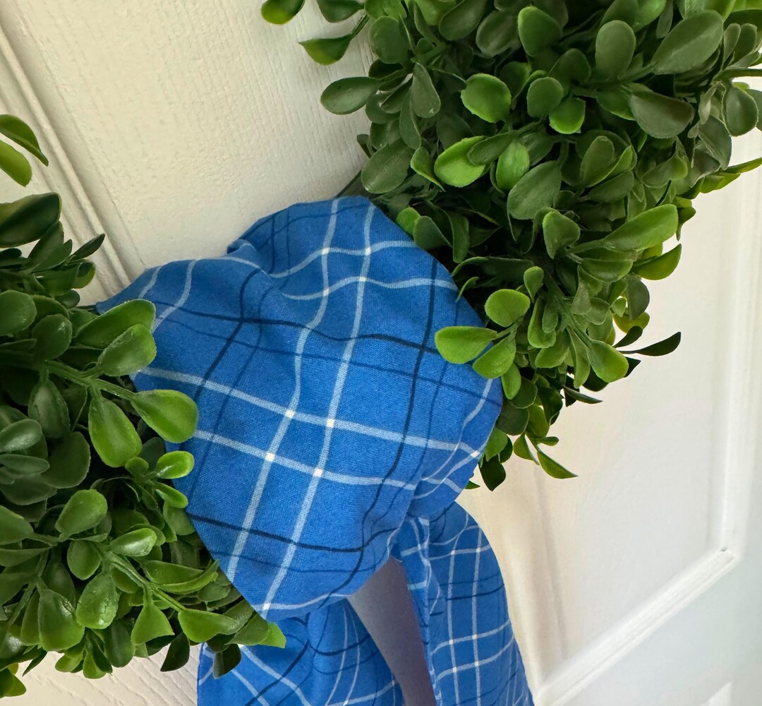 Wreath Sash Blue Black White Bias Sash Wreath Decor Spring /summer Sash ...