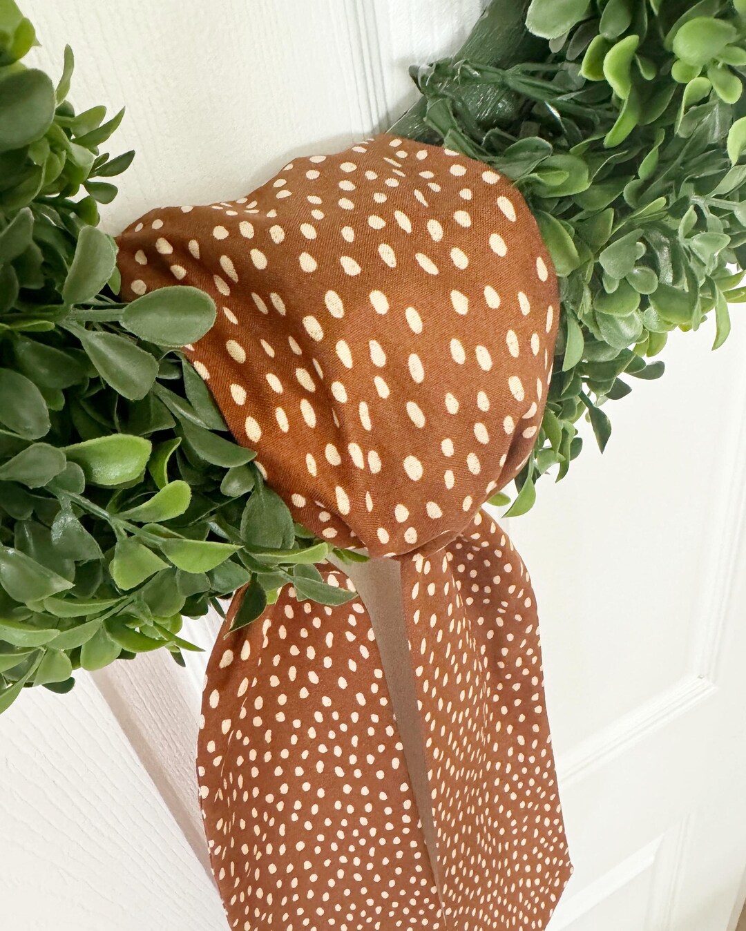 Wreath Sash Rust Dots Print Wreath Sash Front Door Decor Wreath Decor ...