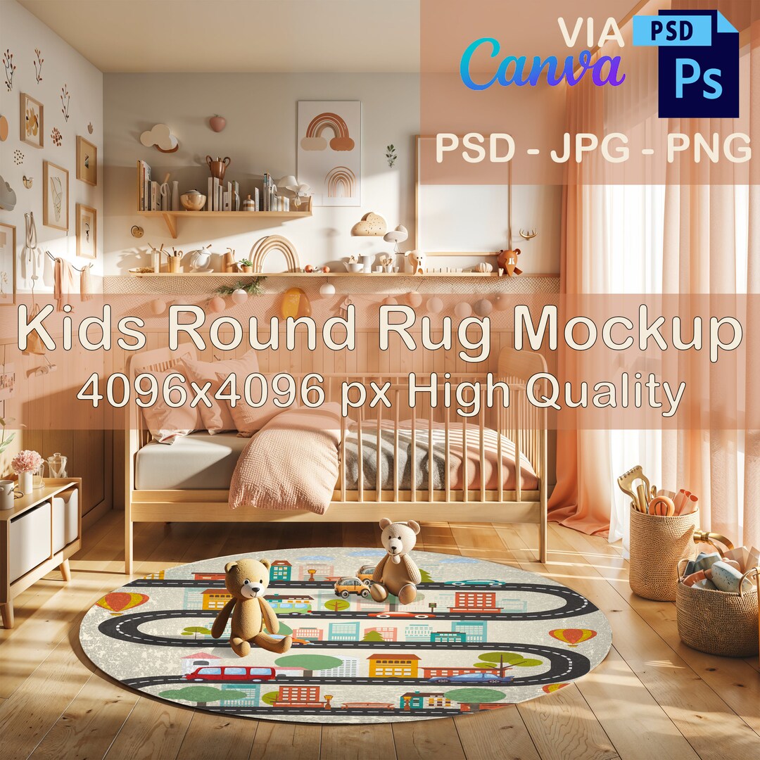 Kids Rug Mockup PSD Rug Mockups Insert Design via Photoshop Minimalist ...