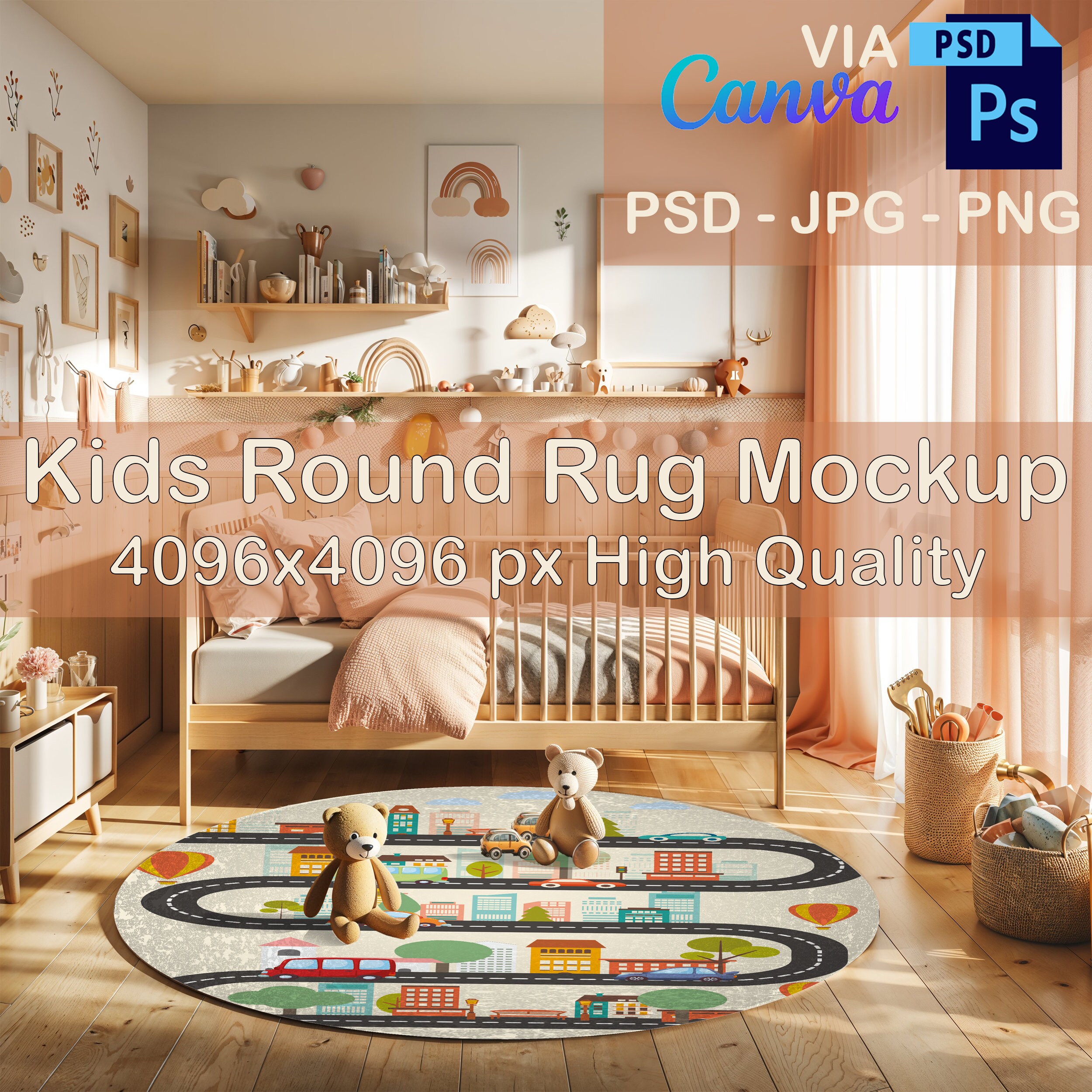 Kids Rug Mockup PSD Rug Mockups Insert Design via Photoshop Minimalist ...