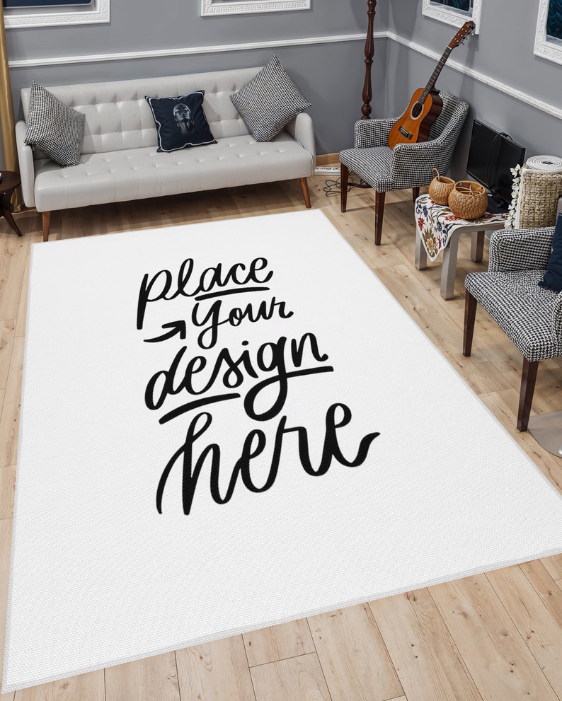 Living Room Rug Mockup - PSD Rug Mockups - Insert Design - High Quality ...