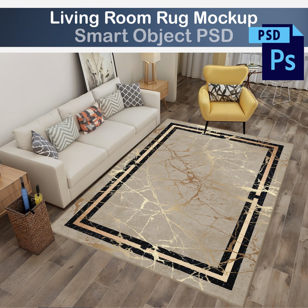 Living Room Rug Mockup PSD Rug Mockups Insert Design High Quality ...