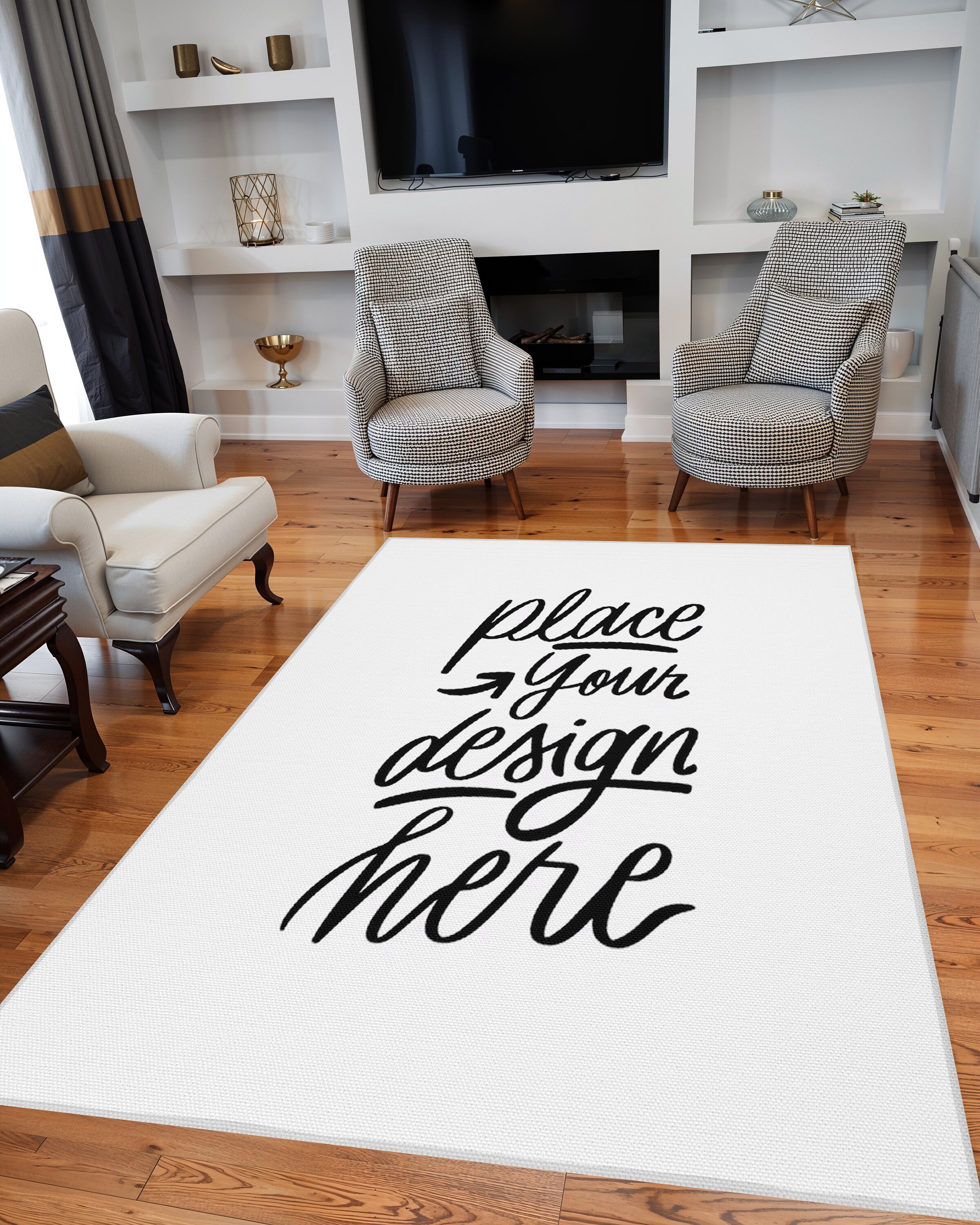 Living Room Rug Mockup PSD Rug Mockups Insert Design High Quality ...