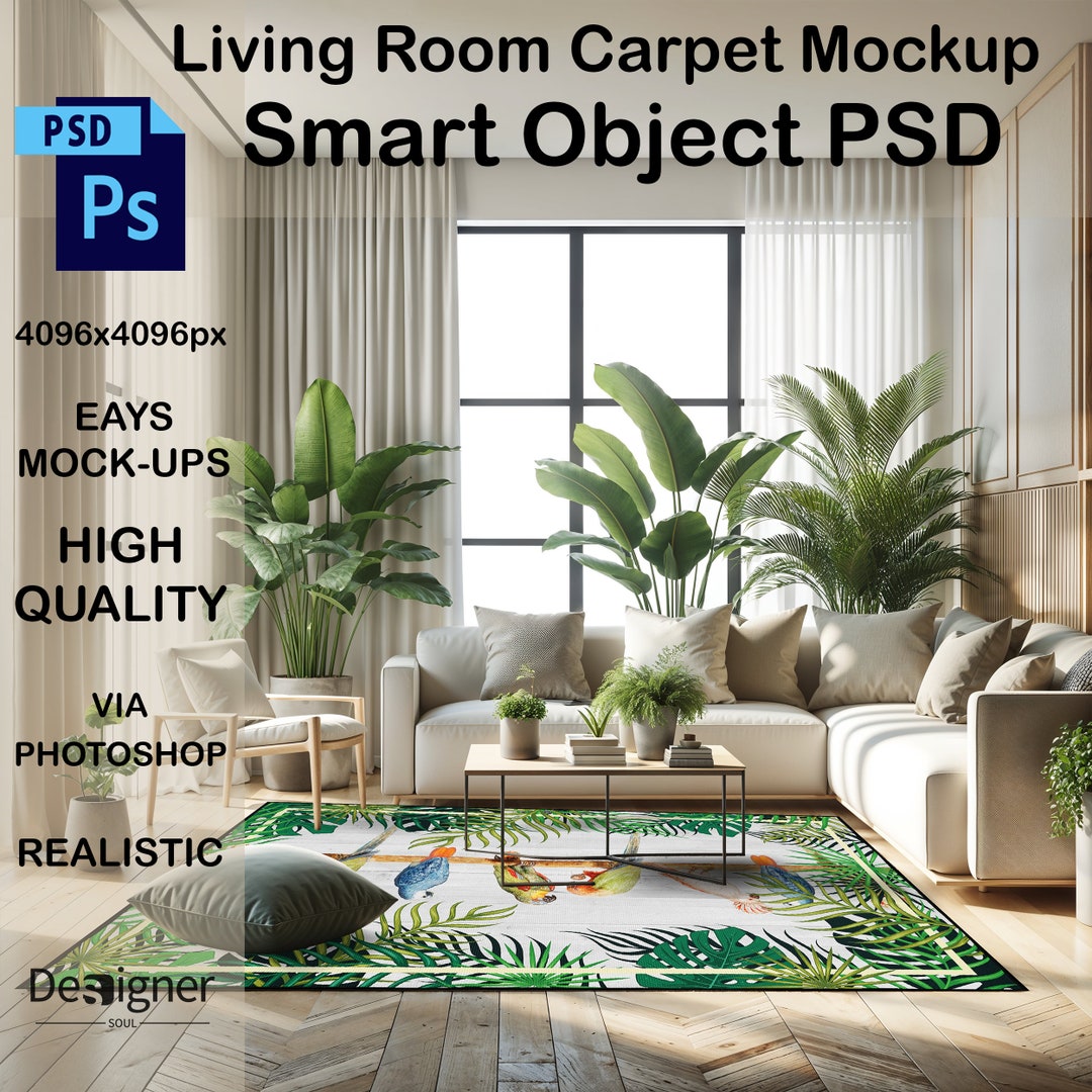 Living Room Rug Mockup PSD Rug Mockups Insert Design High Quality ...