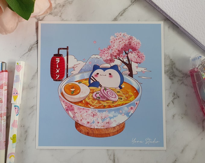 Kawaii Snorlax Udon Art Print | Photo Print | Cute Poster | Wall Art ...
