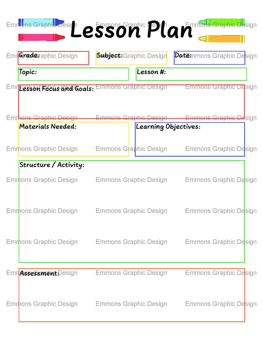 School Lesson Planner Printable PDF - Etsy