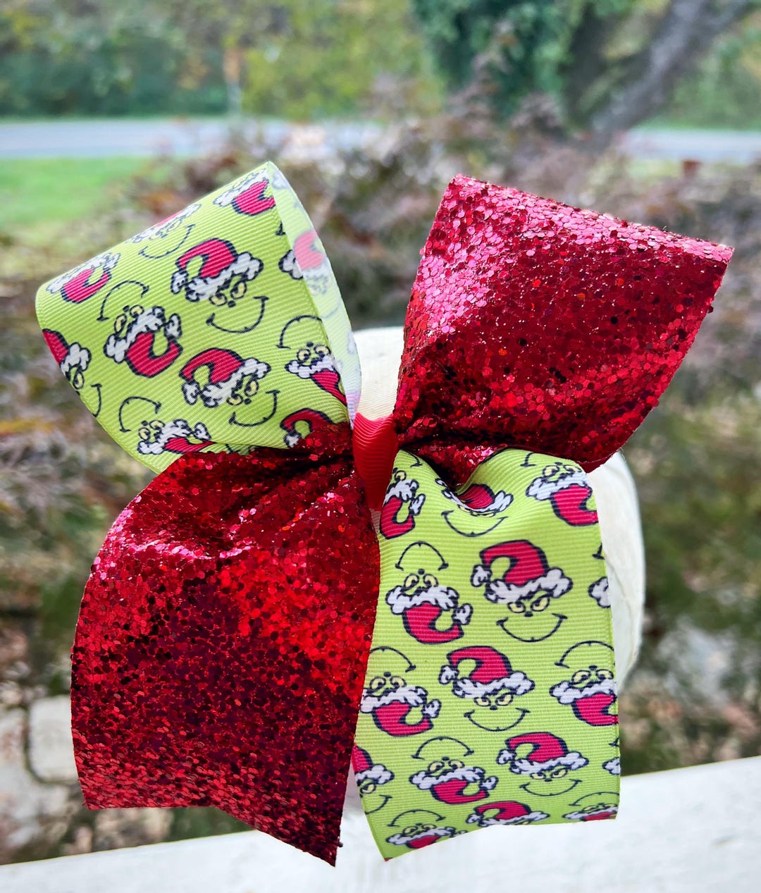 Grinch Christmas Hair Bow: Cheer Style Holiday Accessory - Etsy