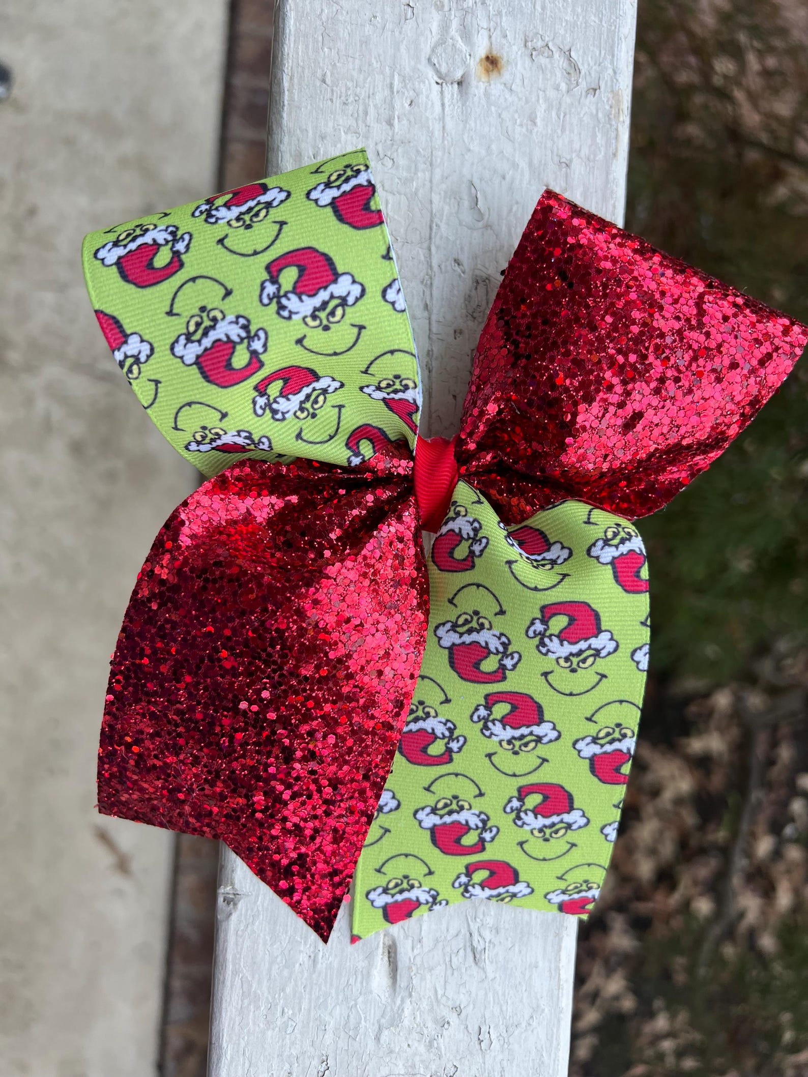 Grinch Christmas Hair Bow: Cheer Style Holiday Accessory - Etsy